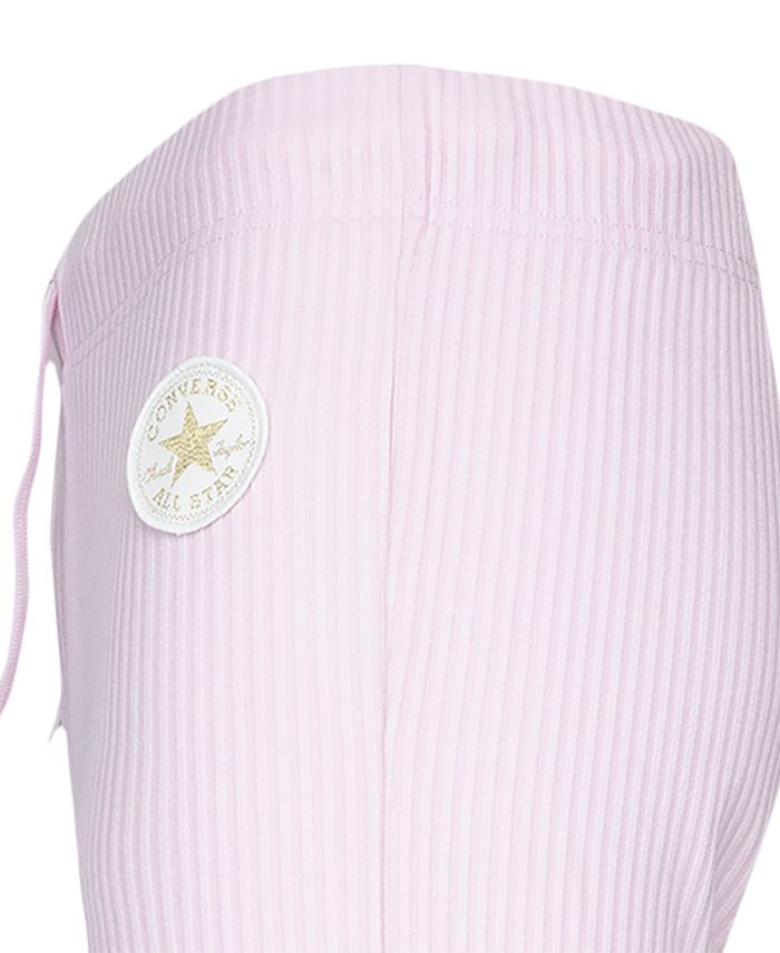 Converse Big Girls Ribbed High Rise Wide Leg Drawcord Pants - Macy's