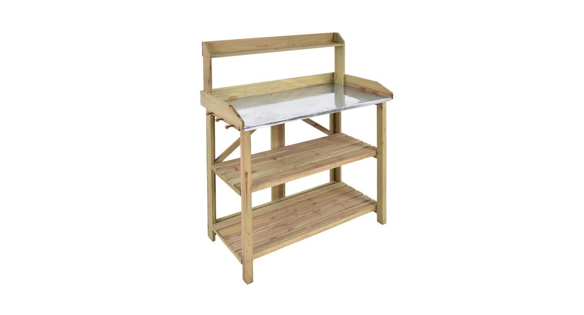 Click here for Garden Wooden Plant Bench Work Station - Natural prices