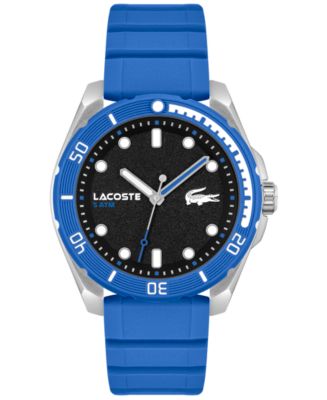 Lacoste Men's Finn Blue Silicone Strap Watch 44mm - Macy's