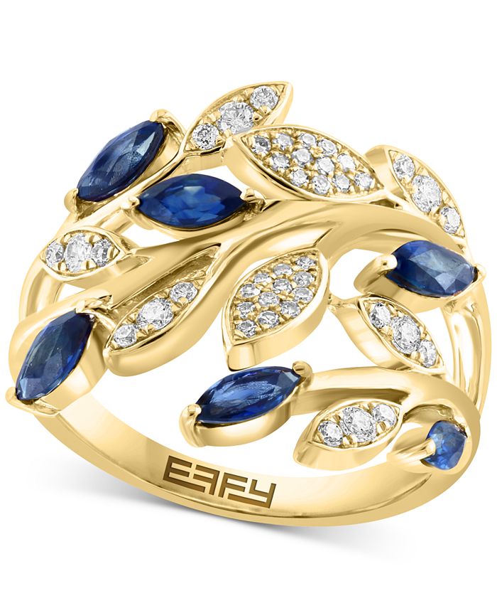 EFFY Collection EFFY® Sapphire (3/4 ct. t.w.) & Diamond (1/4 ct. t.w.) Vine Ring in 14k Gold ...