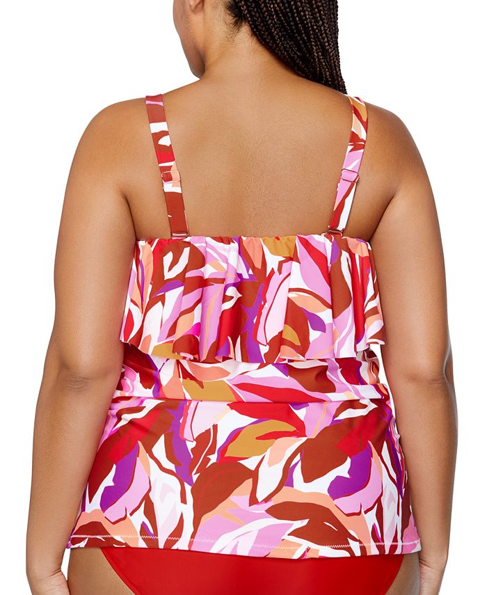Raisins Curve Trendy Plus Size Sella Ruffled Tankini Top - Macy's