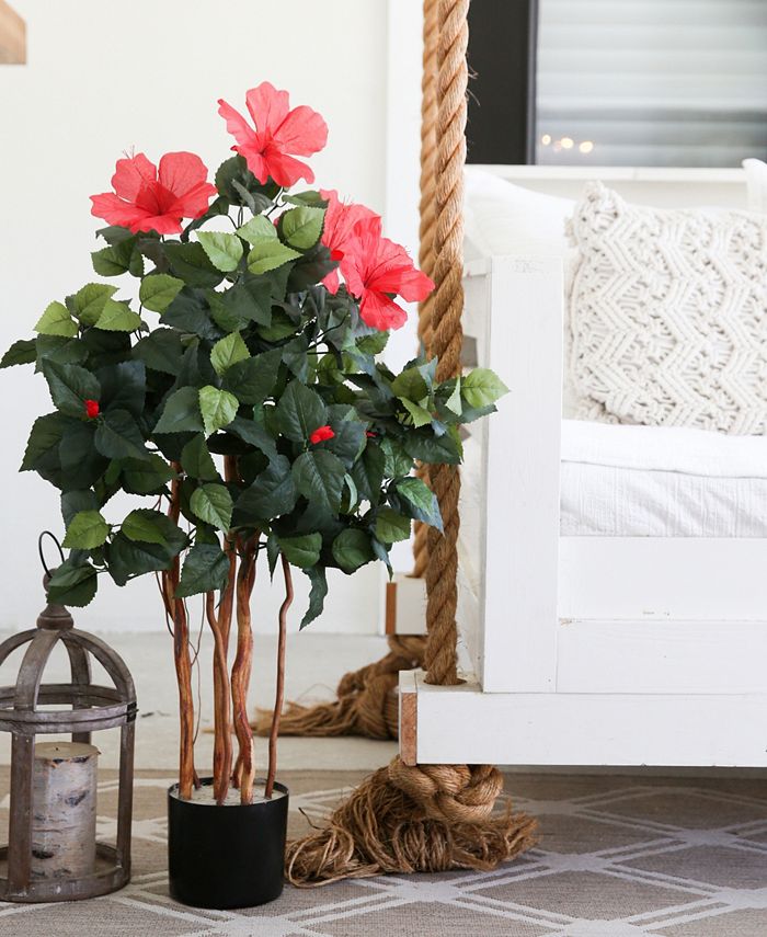 Nearly Natural 36" Artificial Hibiscus Tree - Macy's