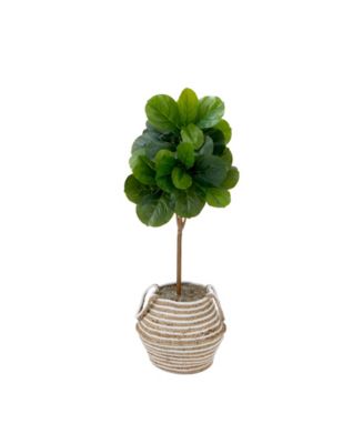 Nearly Natural 42" Artificial Fiddle Leaf Fig Tree with Handmade Cotton ...