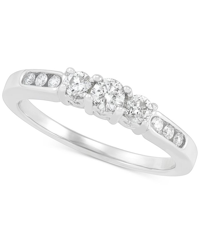Macy's Diamond Three Stone Channel-Set Engagement Ring (1/2 ct. t.w ...