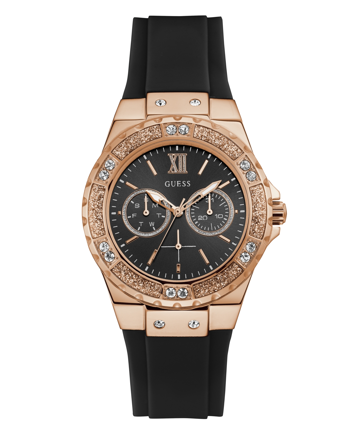 Click here for Guess Womens Multi-Function Black Silicone Watch 3... prices
