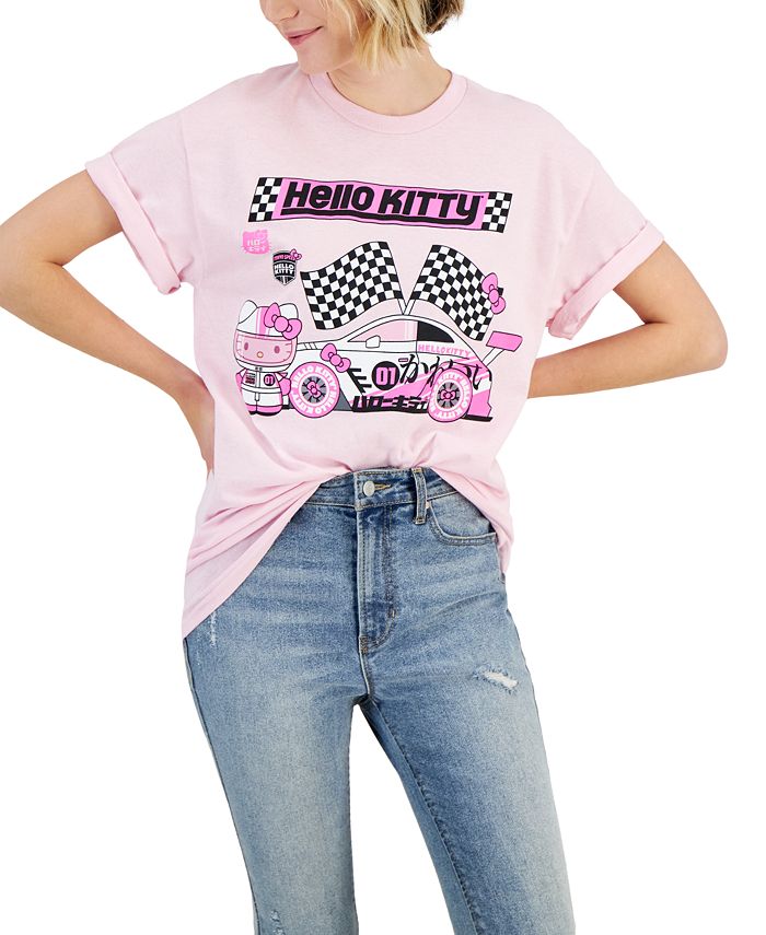Love Tribe Juniors' Hello Kitty Race Car Graphic T-Shirt - Macy's