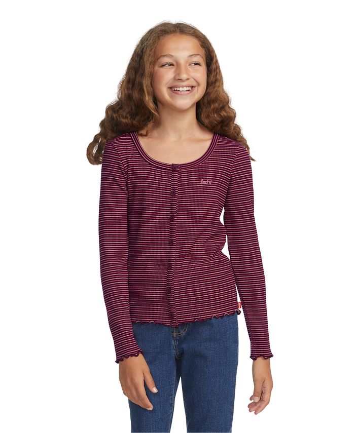Levi's Big Girls Long Sleeve Scoop Neck Ribbed Shirt - Macy's