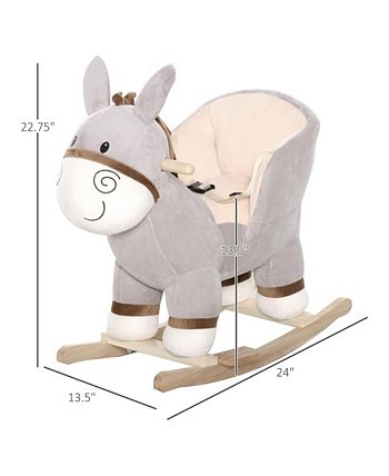 Qaba Kids Rocking Chair, Plush Ride On Rocking Horse Donkey with Sound ...