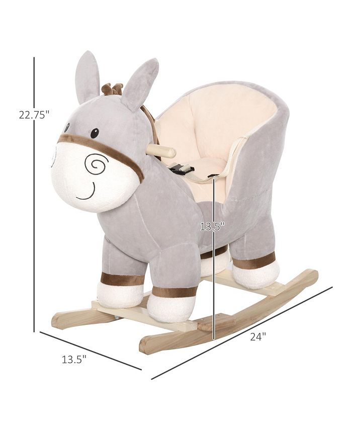 Qaba Kids Rocking Chair, Plush Ride On Rocking Horse Donkey with Sound ...