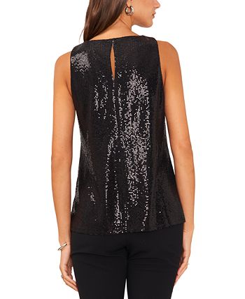 MSK Women's Sequin Keyhole-Back Sleeveless Top - Macy's