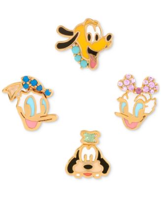 Girls Crew 18k Gold-Plated 4-Pc. Set Color Crystal Disney Pals Single ...