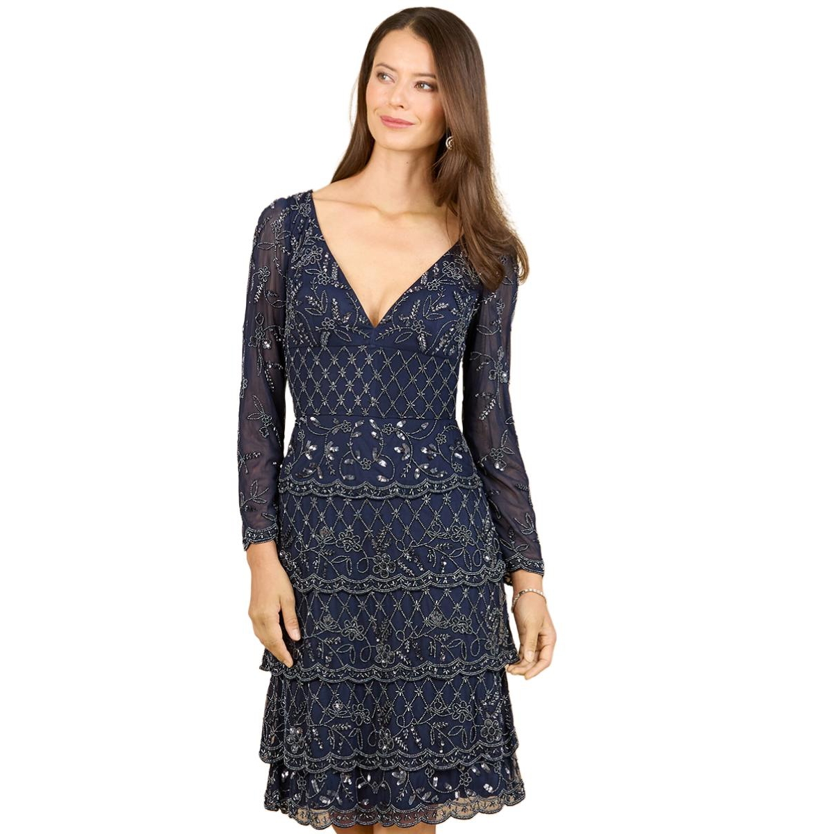 Click here for Lara Womens Knee Length  Long Sleeve Cocktail Dres... prices