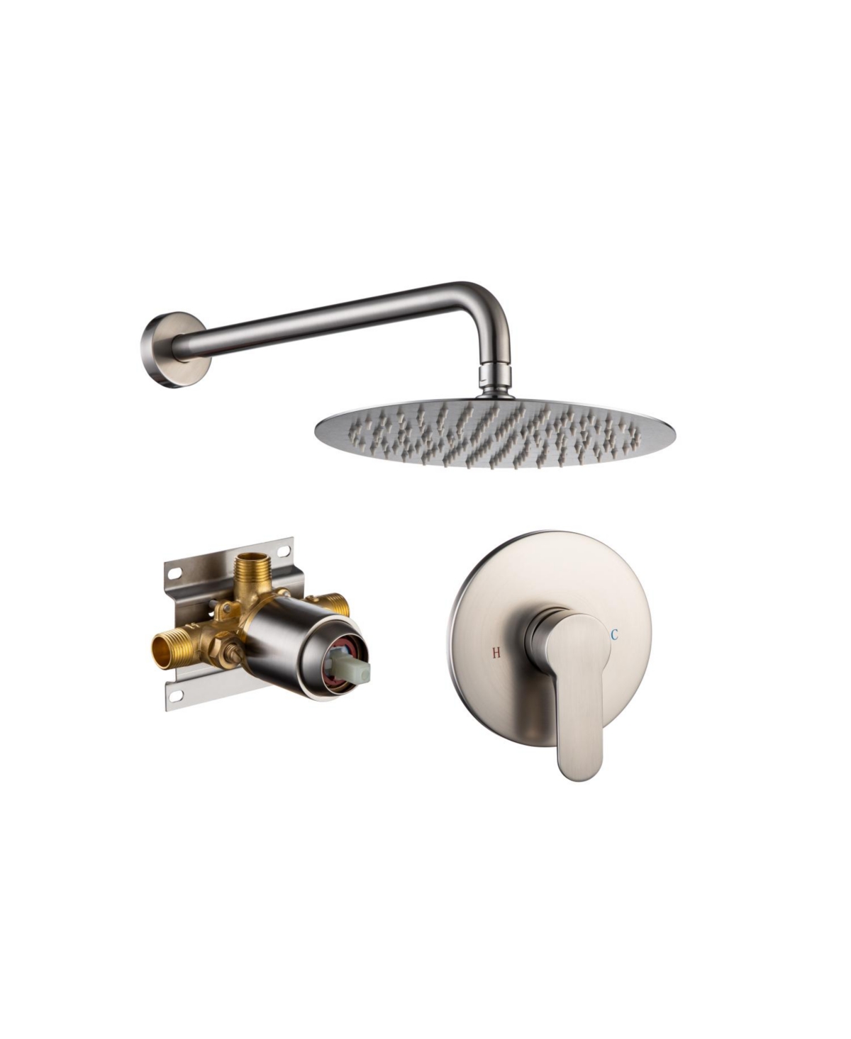Simplie Fun Shower Faucet Set, Wall Mount Round Shower System Mixer Set ...
