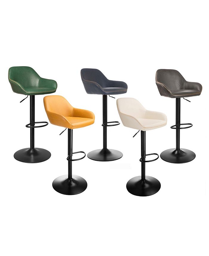Glitzhome Mid-Century Modern Hunter Leatherette Gaslift Adjustable ...