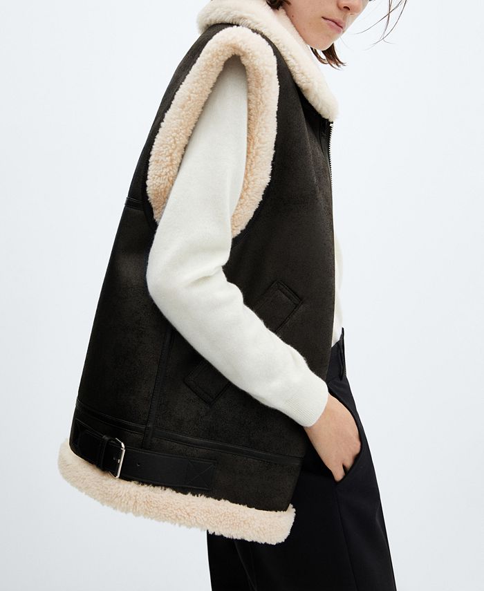 MANGO Women's Double Face Leather Effect Vest - Macy's