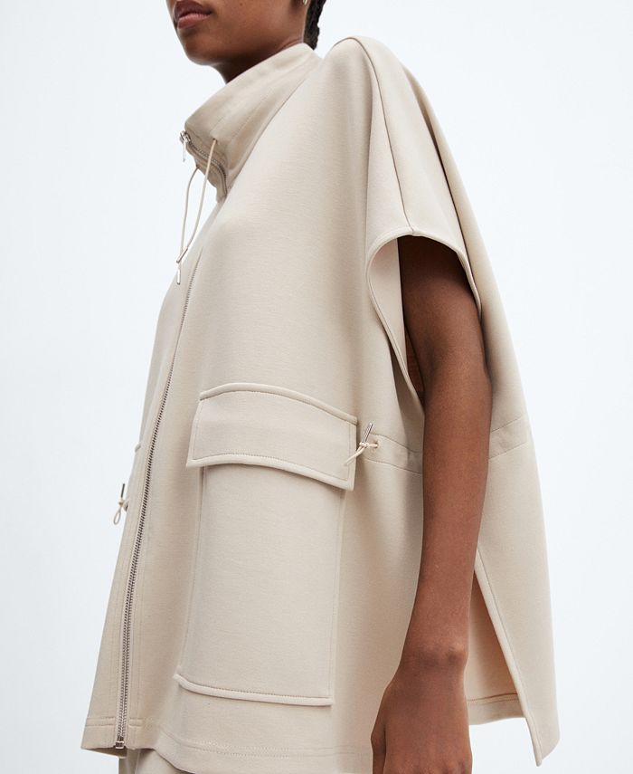 MANGO Women's Flap Pockets Poncho Jacket - Macy's