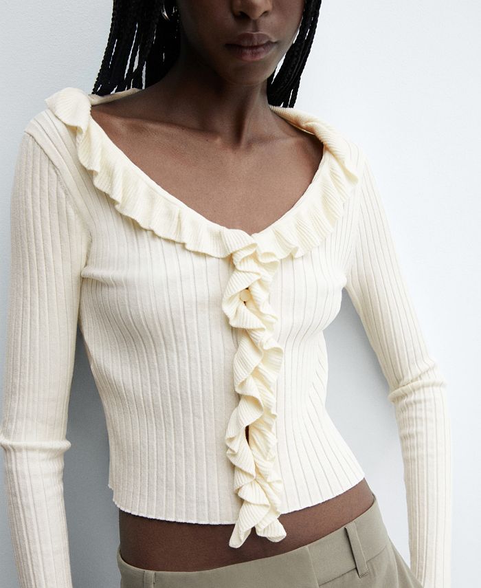 MANGO Women's Ruffle Knit Cardigan - Macy's