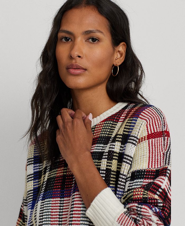 Lauren Ralph Lauren Women's Checked Plaid Wool-Blend Sweater - Macy's
