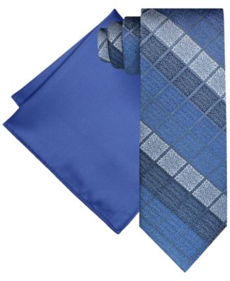 Steve Harvey Men's Extra Long Ornate Block Tie & Solid Pocket Square ...