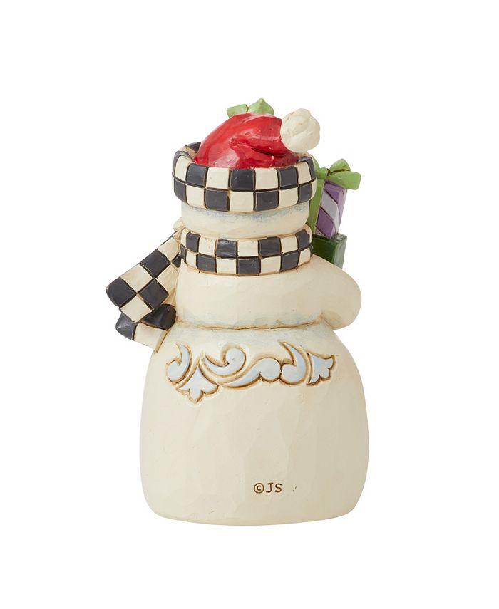 Jim Shore Mini Snowman With checkered Hat - Macy's