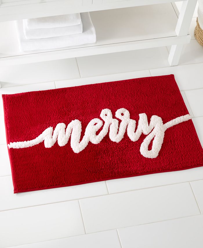Avanti Merry Festive Script Holiday Bath Rug, 20" x 32" - Macy's