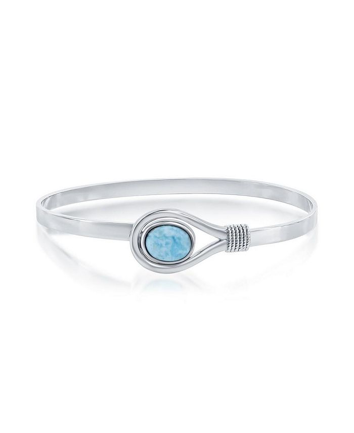 Caribbean Treasures Sterling Silver Oval Larimar Bangle - Macy's