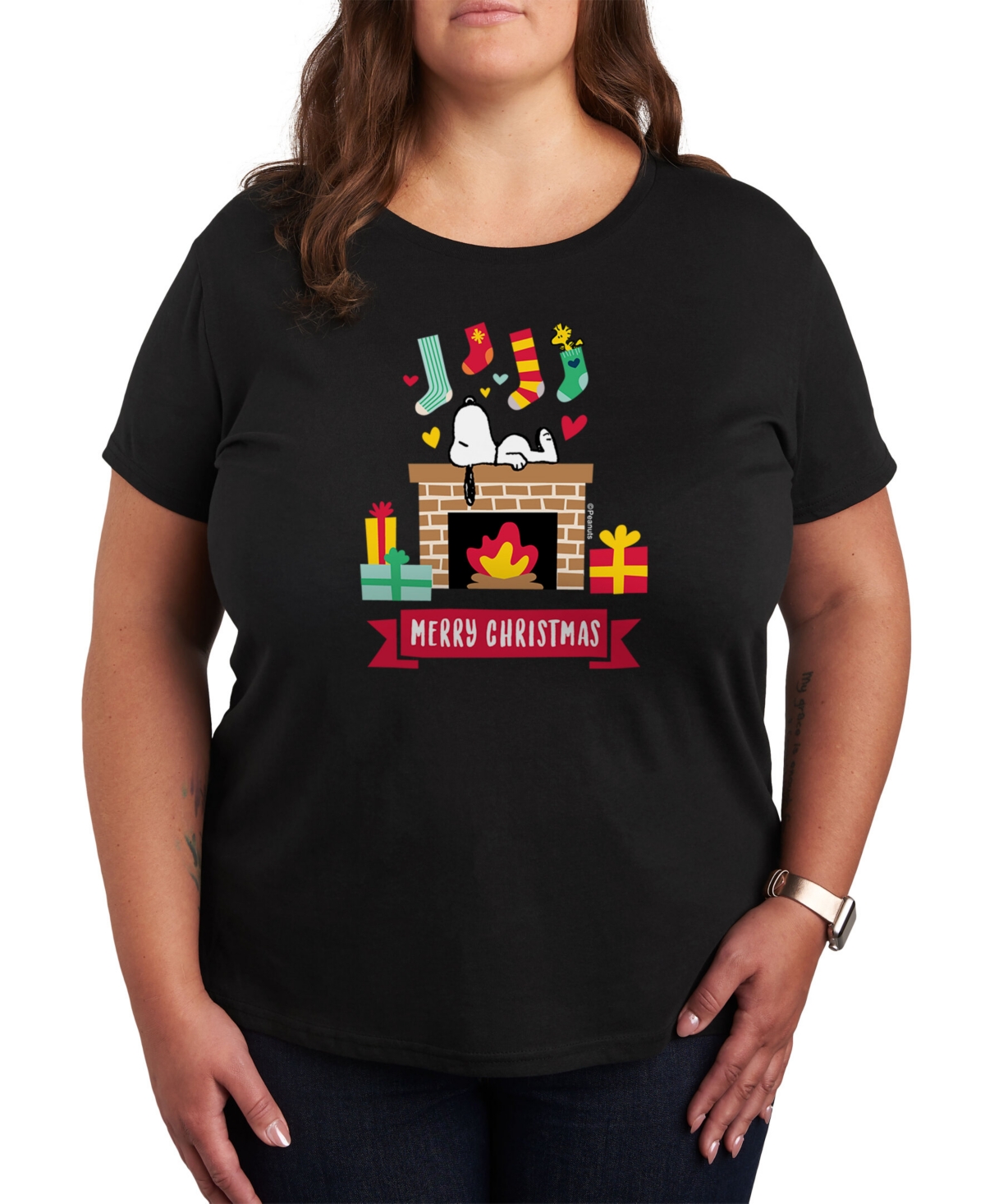 Click here for Trendy Plus Size Snoopy Fireplace Merry Christmas... prices
