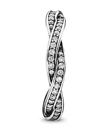 Pandora Cubic Zirconia Timeless Sparkling Twisted Lines Ring - Macy's
