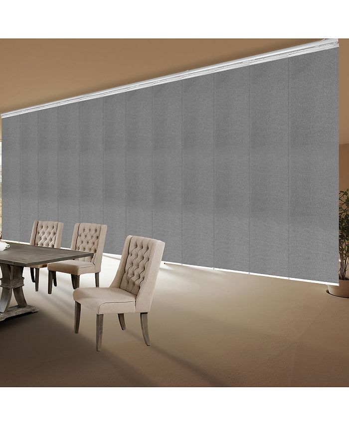 Rod Desyne Woven Gray 12-Panel Blind, Double Rail White Panel Track 140 ...