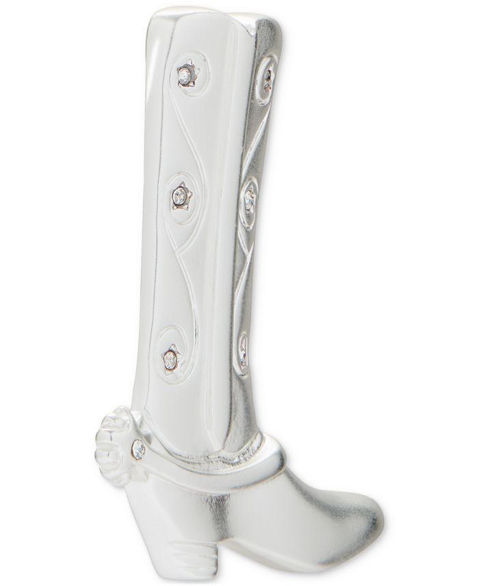 Lucky Brand Silver-Tone Pavé-Accented Cowboy Boot Pin - Macy's