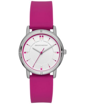 Skechers Women's Bellflower Three Hand Pink Silicone Watch 35mm - Macy's