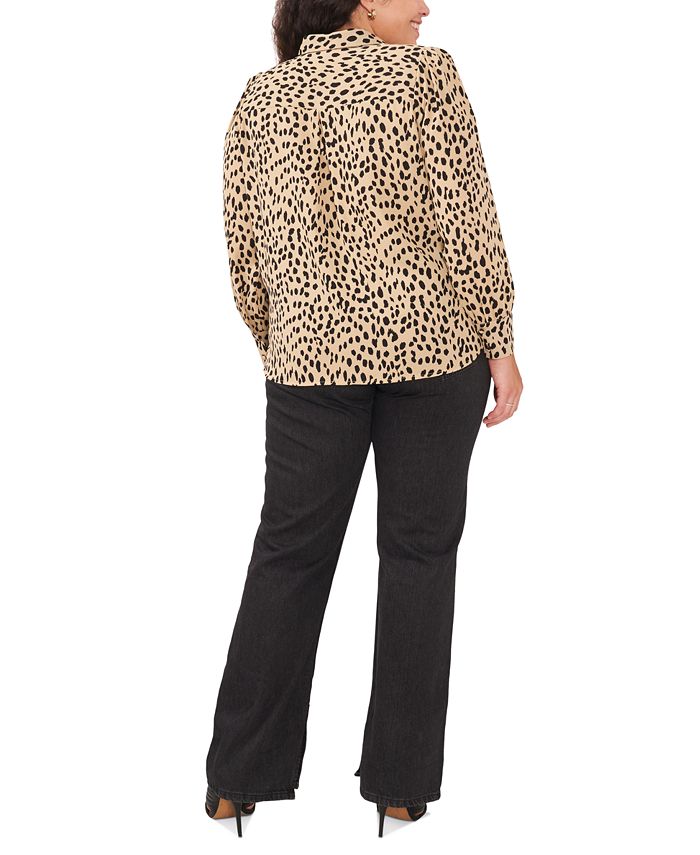 Vince Camuto Plus Size Animal-Print Button-Down Blouse - Macy's