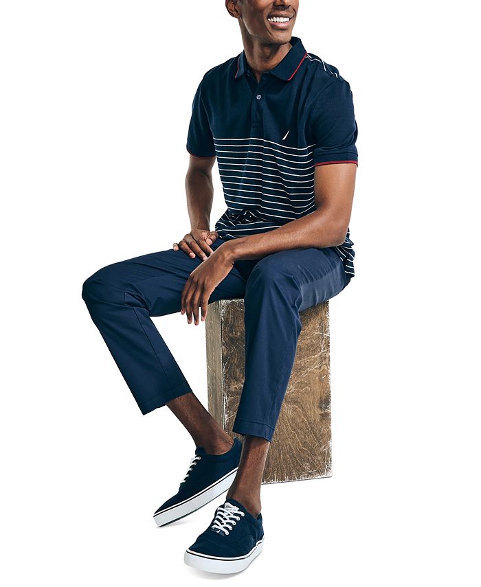 Nautica Men's Navtech Classic-Fit Moisture-Wicking Stripe Performance ...