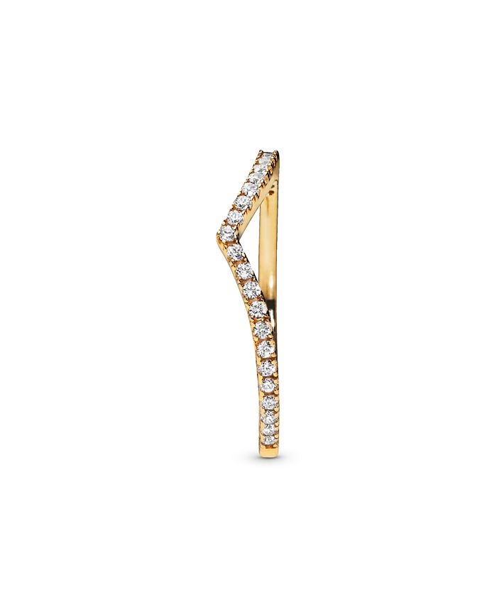 Pandora Cubic Zirconia Timeless Sparkling Wishbone Ring - Macy's