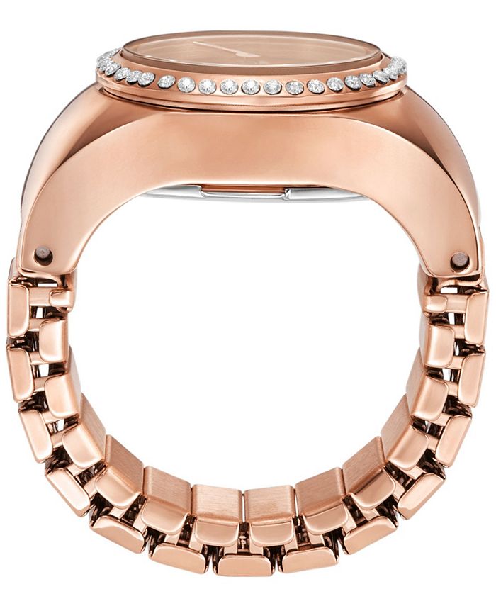 Fossil Women's Watch Ring Two-Hand Rose Gold-Tone Stainless Steel 15mm ...