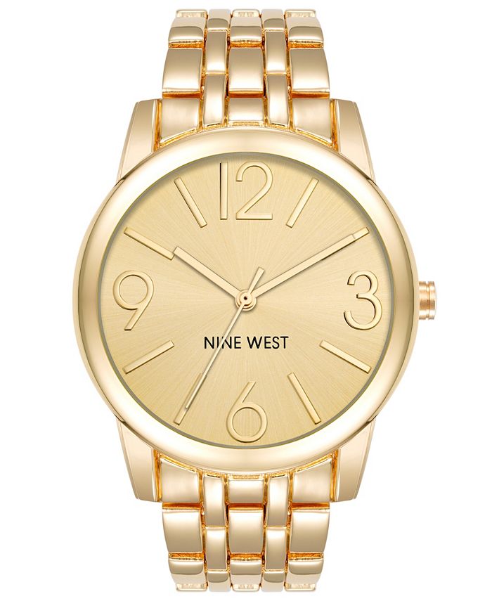 Nine West Women's Quartz Gold-Tone Alloy Link Bracelet Watch, 39mm - Macy's