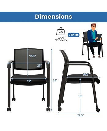 Costway Conference Chairs Set of 2 Stackable Office Guest Mesh Chair ...
