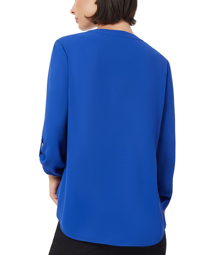 Jones New York Women's Split-Neck Pintuck Tab Blouse - Macy's