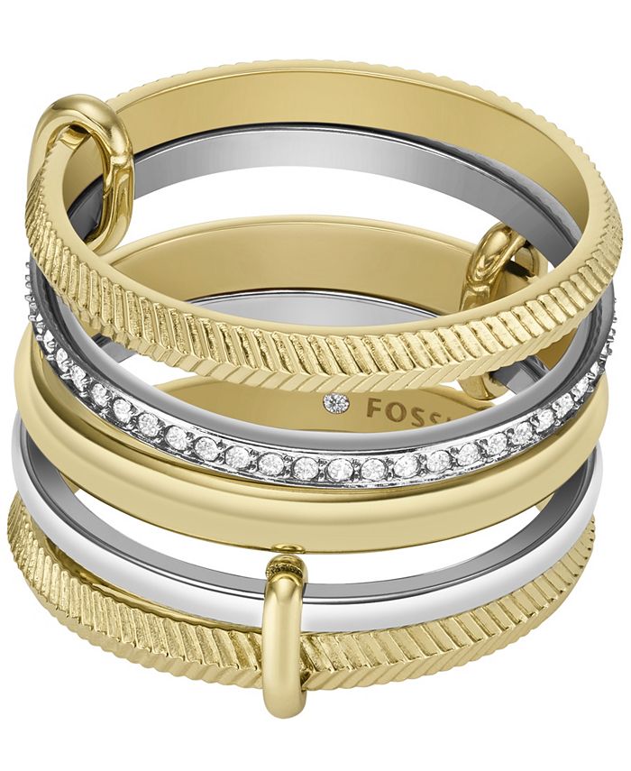 Fossil All Stacked Up Two-Tone Stainless Steel Prestack Ring - Macy's