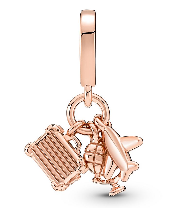Pandora Pink Dangle Charm Airplane, Globe Suitcase Triple Pink Dangle Charm - Macy's