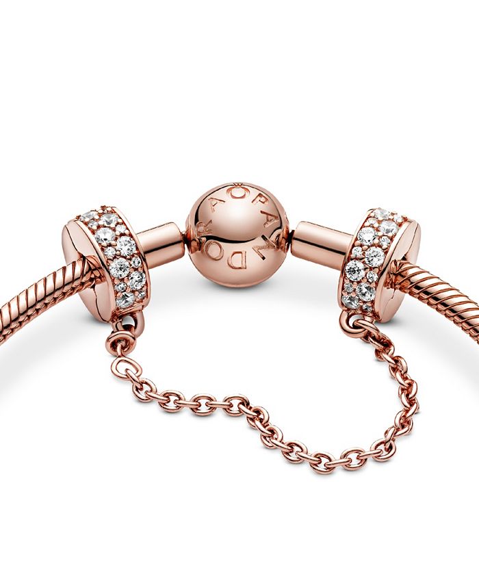 Pandora Sterling Silver Clear Pave Safety Chain Clip Charm - Macy's