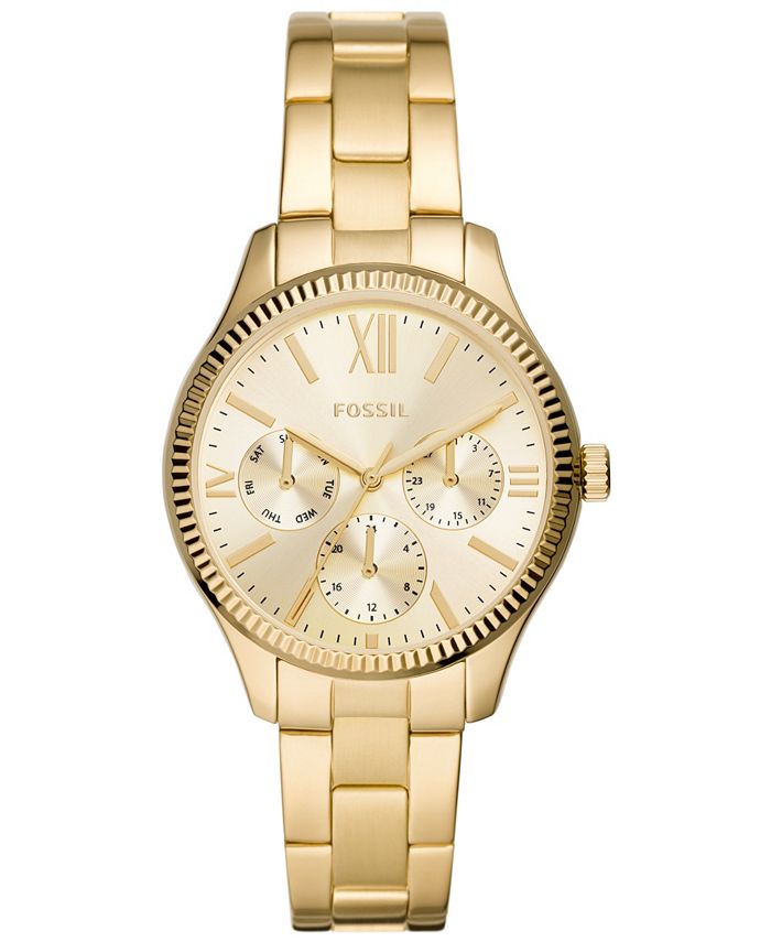 Fossil Women's Rye Multifunction Gold-Tone Stainless Steel Watch, 36mm ...