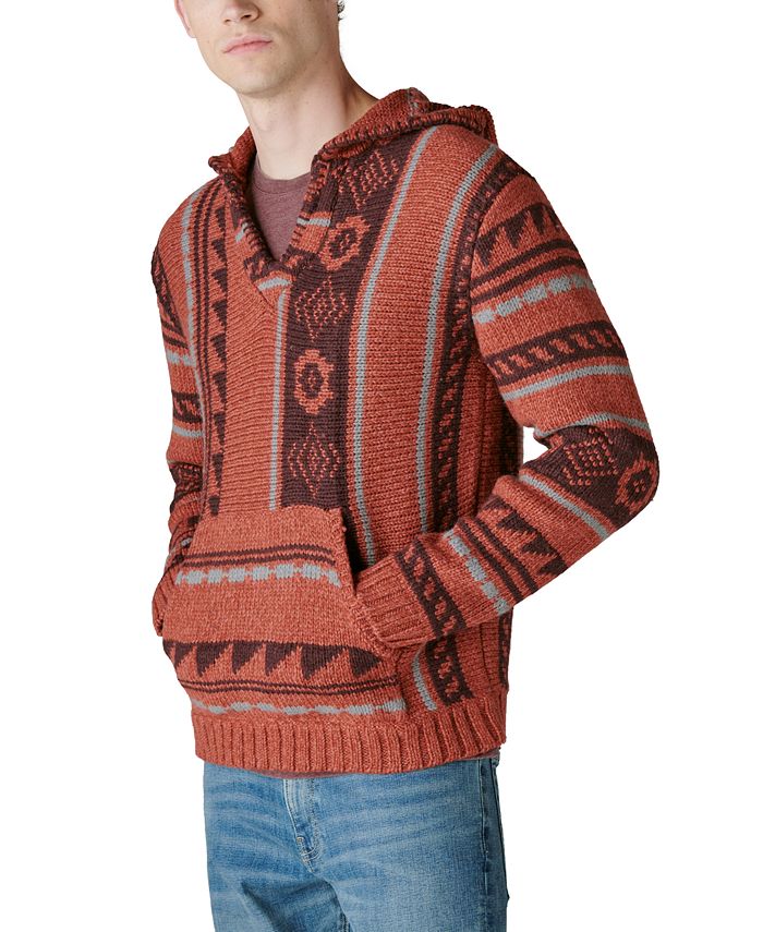 Lucky Brand Men's Southwestern Print Hooded Baja Sweater - Macy's