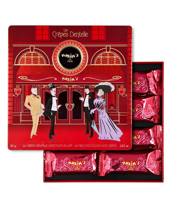 Maxim's De Paris Tin Box Milk Chocolate Crepe Lace Cookies, 16 Piece ...