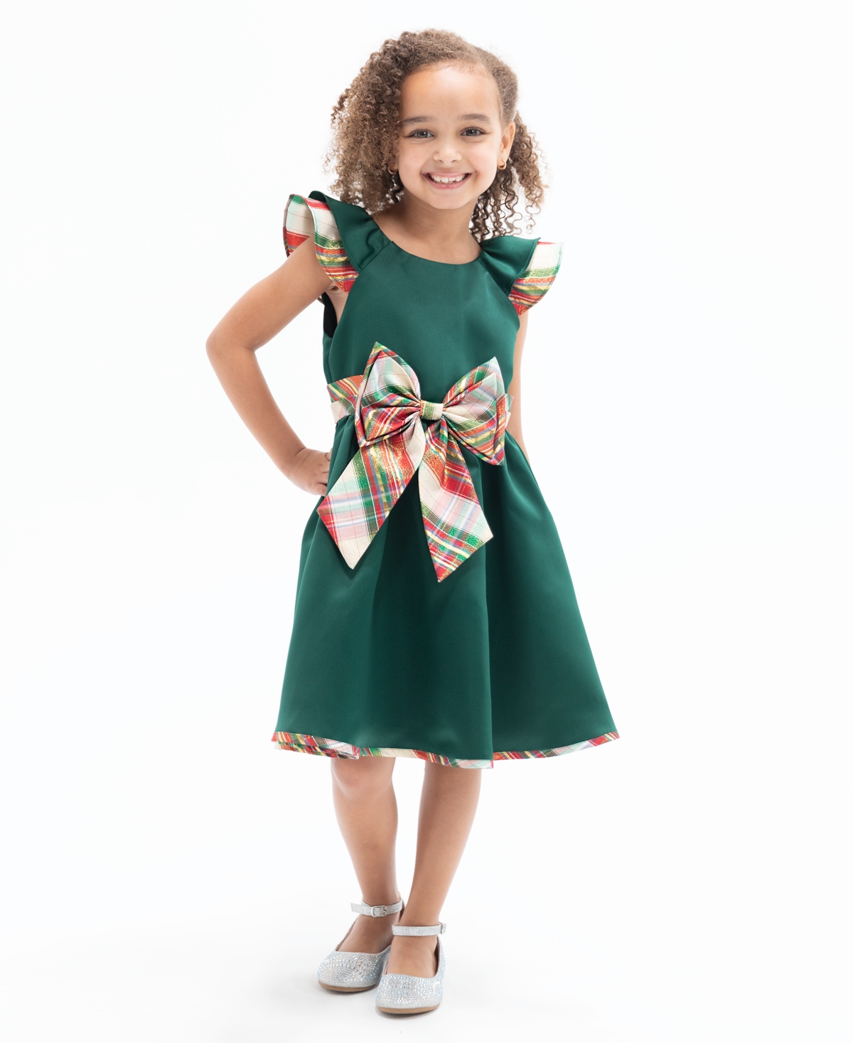 Rare Editions Kids' Little Girls Fit And Flare Satin And Plaid Social ...