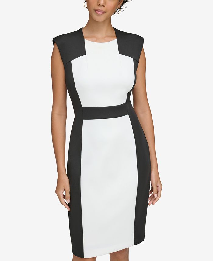 Calvin Klein Petite Colorblocked Sheath Dress - Macy's
