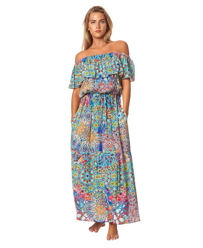 La Moda Clothing Women's Off Shoulder Cinched Waist Maxi Dress - Macy's