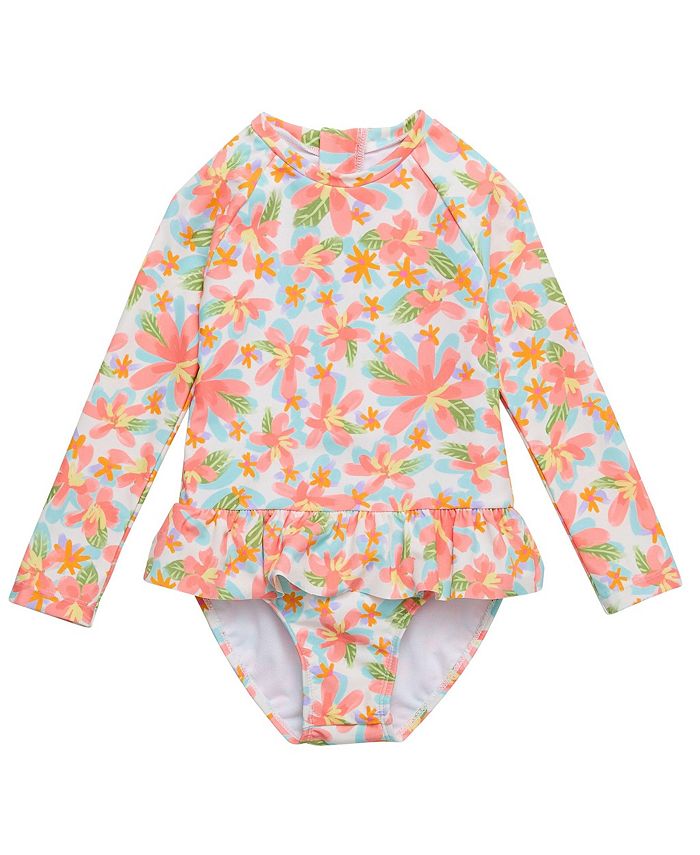 Snapper Rock Little Girls Hawaiian Luau Sustainable LS Surf Suit - Macy's