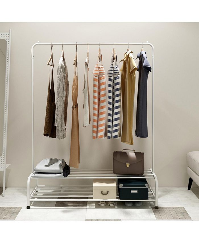 Simplie Fun Clothing Garment Rack With Shelves, Metal Cloth Hanger Rack ...