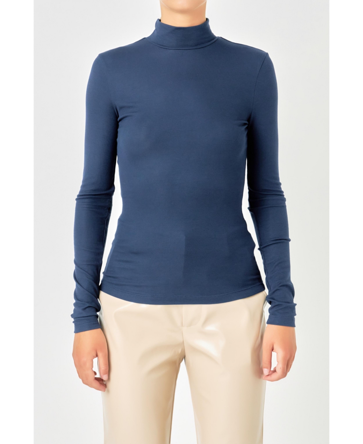 Click here for Womens Mock Neck Top - Navy prices